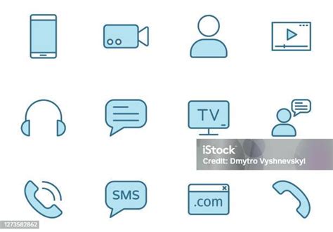 흰색으로 분리된 파란색의 통신 라인 벡터 아이콘입니다 웹 및 Ui 디자인 모바일 앱 인쇄 및 비즈니스 프로모션 광고를 위한 두