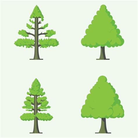 Premium Vector Flat Trees Set Flat Forest Tree Nature Plant Isolated Eco Foliage