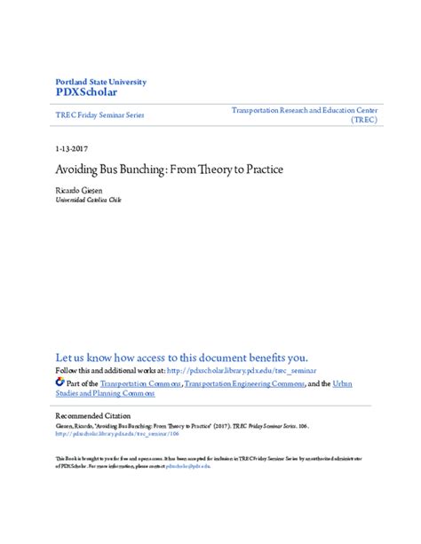 Pdf Avoiding Bus Bunching From Theory To Practice