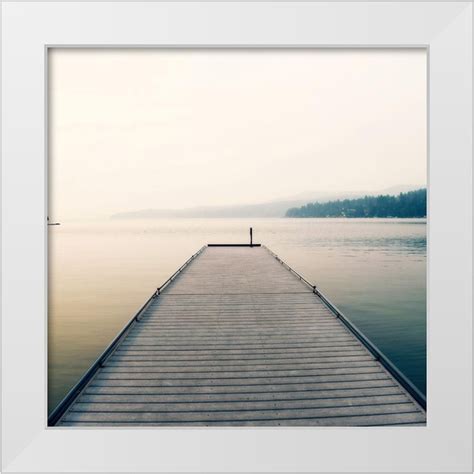 Dickinson Robin 12x12 White Modern Wood Framed Museum Art Print Titled Pier At The Lake
