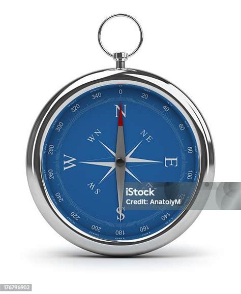 Full Shot Of A Blue Compass On A White Background 照片檔及更多 方向儀 照片 方向儀