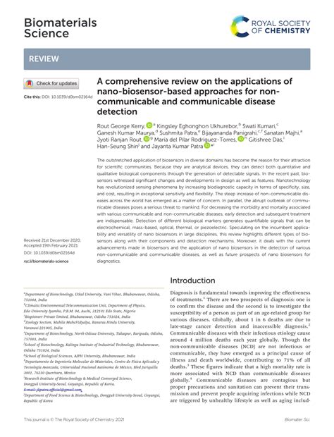 Pdf A Comprehensive Review On The Applications Of Nano Biosensor