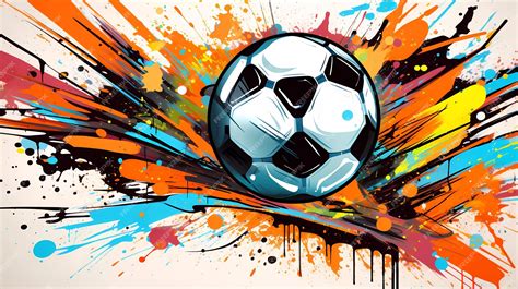 Premium Ai Image Soccer Ball In Flight In Graffiti Style On A Bright