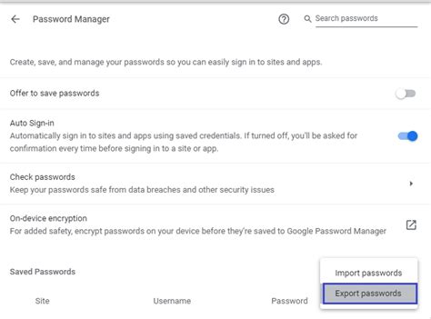 how can i export all user passwords from microsoft edge debug to