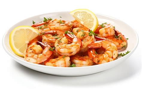 Premium Photo Lemon Garlic Butter Shrimp On White Background