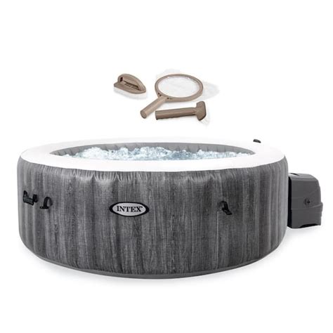 Intex Purespa Plus Greywood Inflatable 4 Person Hot Tub Bubble Jet Spa