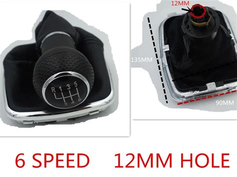 Car Gear Shift Knob 6 Speed 12mm Black Caps For VOLKSWAGEN VW BORA