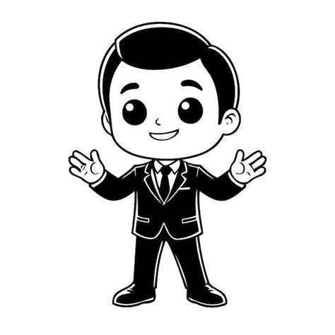 귀여운 터 일러스트레이션 사업가 그림 프리미엄 벡터