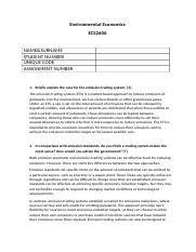 ECS ASSIGNMENT Docx Environmental Economics ECS NAME SURNAME Babe NUMBER