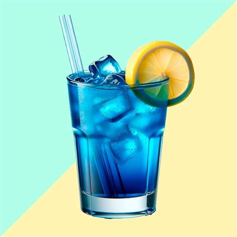 Blue Curacao Cocktail With Lemon Garnish Isolated Psd Premium Ai