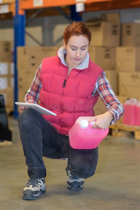 Checking Product In Warehouse Stock Image Image Of Closeup Screen