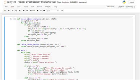 Prathiksha K On Linkedin Internship Cybersecurity Programming Python Caesarcipher Encryption