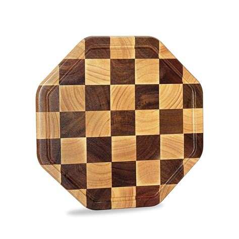 KOVOME End Grain Wood Cutting Board With Juice Groove Octagon Serving