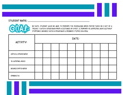 School Based Therapy Data Collection Sheet Ot Pt Slp Data