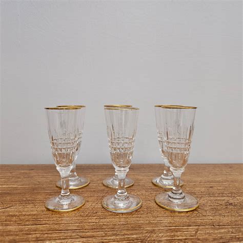 Set Of 6 Stemmed Crystal Liqueur Glasses Moonee Ponds Antiques