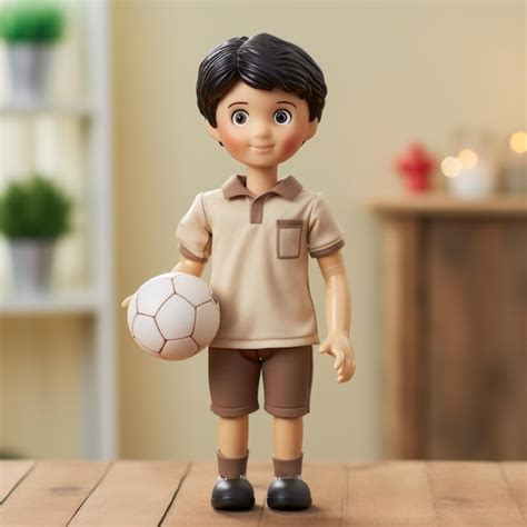 Realistic Toy Christopher Doll With Soccer Ball Dark Brown And Light