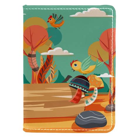 Ownta Bird Nature Illustration Pattern Premium Pu Leather Passport Book