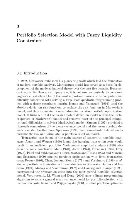 Pdf Portfolio Selection Model With Fuzzy Liquidity Constraints