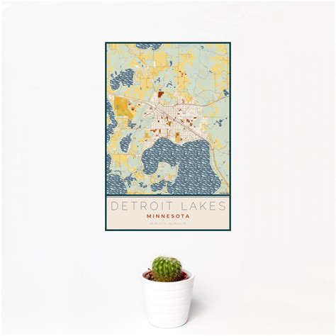 Detroit Lakes Minnesota Map Print In Woodblock — Jace Maps