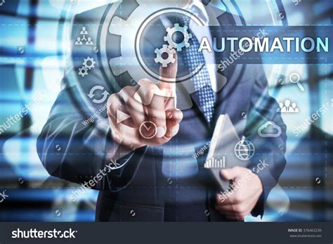 Businessman Using Modern Computer Pressing Automation Stock Photo Shutterstock