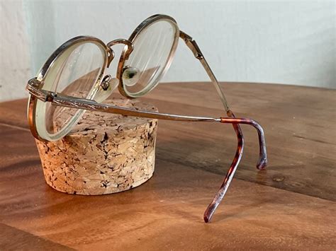 Vintage Titmus Eyeglasses Frames Clear Brown Gold Gem