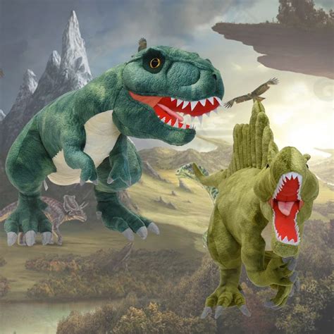 새로운 공룡 플러시 장난감 만화 티라노사우루스 렉스와 스피노사우루스 귀여운 봉제 장난감 인형 어린이 소년 생일 선물 Aliexpress