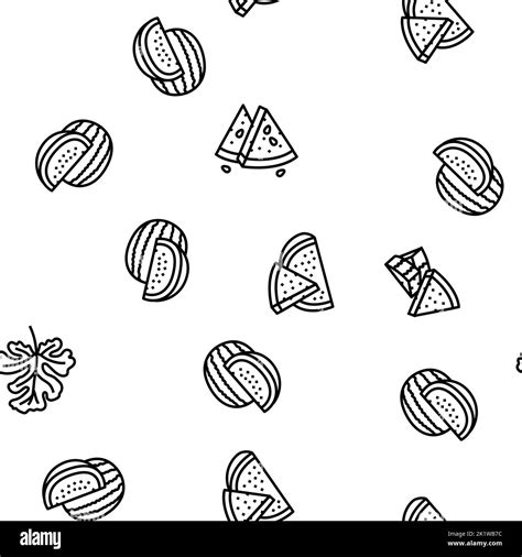 Watermelon Summer Fruit Slice Vector Seamless Pattern Stock Vector