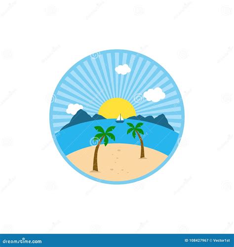 Beach Time Tropical Island Summer Vacation Stock Vector Illustration