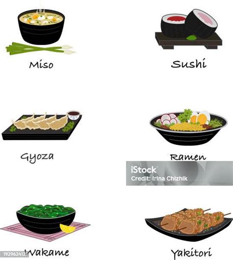 일본 음식 전통 식사 벡터 일러스트레이션 세트 Miso Ramen에 대한 스톡 벡터 아트 및 기타 이미지 Miso Ramen