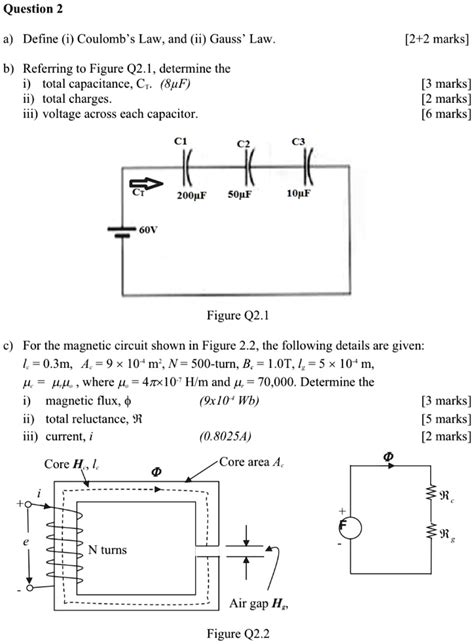 Solved Question 2 Adefine I Coulombs Law And Ii Gauss Law 2
