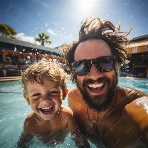 Premium Photo Father And Son Having Fun In Swimming Pool