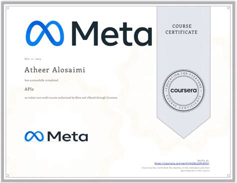 Atheer Alosaimi On Linkedin Ive Recently Earned A Certificate From Coursera Provided By Meta