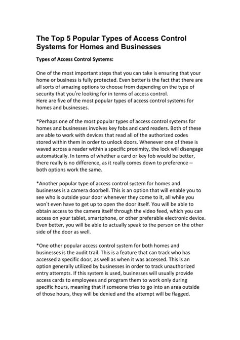 PPT Types Of Access Control Systems PowerPoint Presentation Free Download ID 10173221