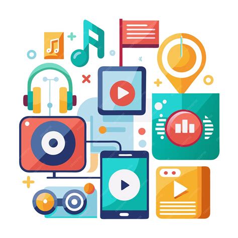 Premium Vector Colorful Music And Streaming Icons