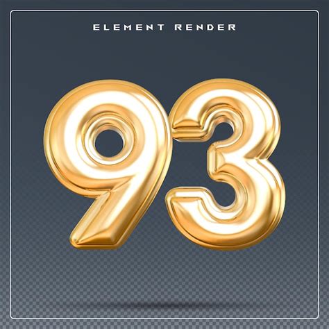 premium psd 93 number gold 3d render