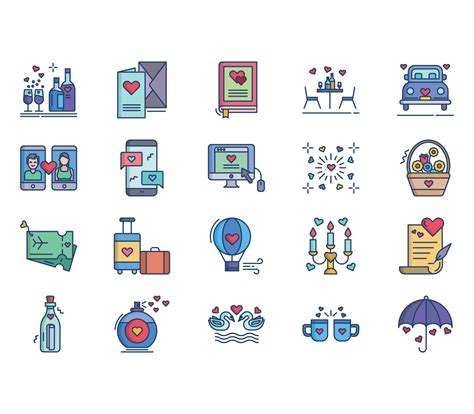 Romance And Love Icon Set 12664202 Vector Art At Vecteezy