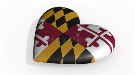 Maryland Heart With Flag Inside Grunge Vector Graphic Symbols Stock