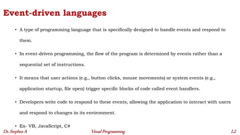 Visual Programming Lecture 2 Types Of Programming Languagespdf