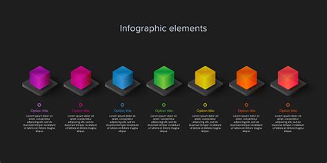 7단계 큐브가 있는 비즈니스 프로세스 차트 인포그래픽 입방 기업 워크플로 그래픽 요소 회사 순서도 프리젠 테이션 슬라이드 템플릿 벡터 정보 그래픽 디자인 7에 대한 스톡