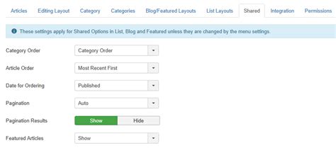 Help Components Article Manager Options Joomla Documentation