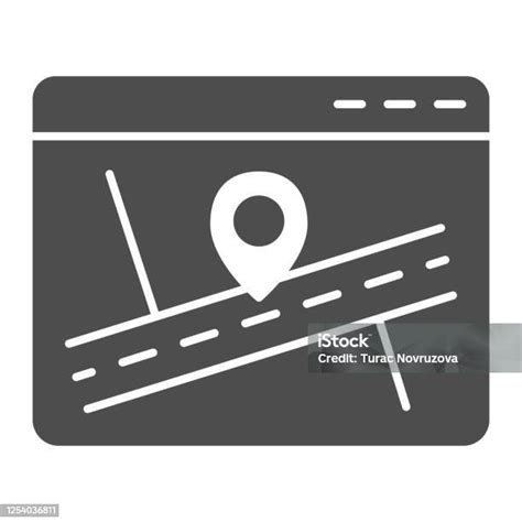 지도 및 위치 핀 솔리드 아이콘 탐색 개념 흰색 배경에 도로 기호가있는 맵 마커 포인터 내비게이션 맵 아이콘 글리프 스타일이있는 방문 페이지가있는 웹 페이지 벡터 그래픽