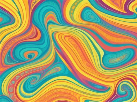 Premium Photo Vintage Waves Psychedelic Hippie Seamless Pattern