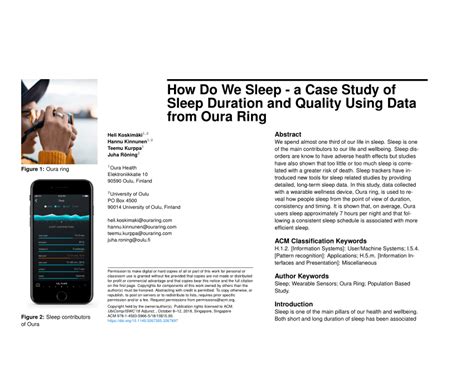 PDF How Do We Sleep A Case Study Of Sleep Duration And Quality Using Data From Oura Ring