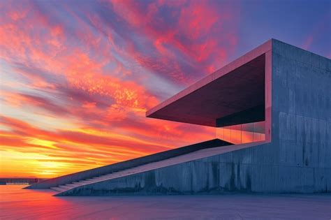 Premium Photo Modern Architectural Structure At Sunset