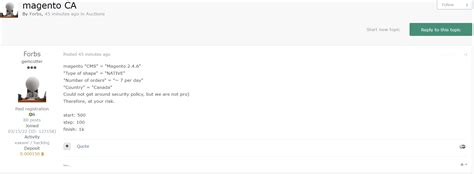 A Threat Actor Is Allegedly Selling Access To An Unidentified Magento 2