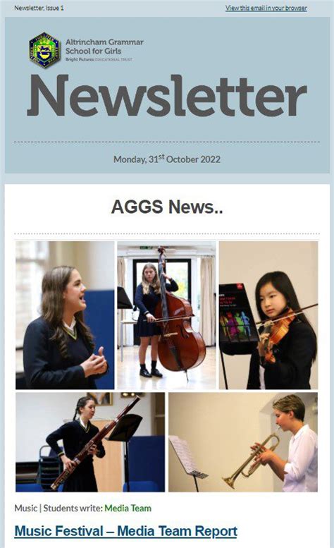 Newsletter Issue 1 Altrincham Grammar School For Girls