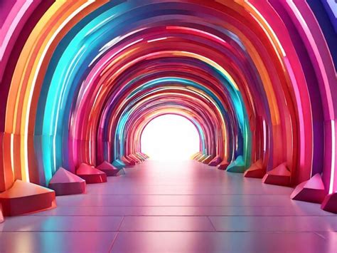 Render Tunnel Of Colorful D Lights Premium Ai Generated Image