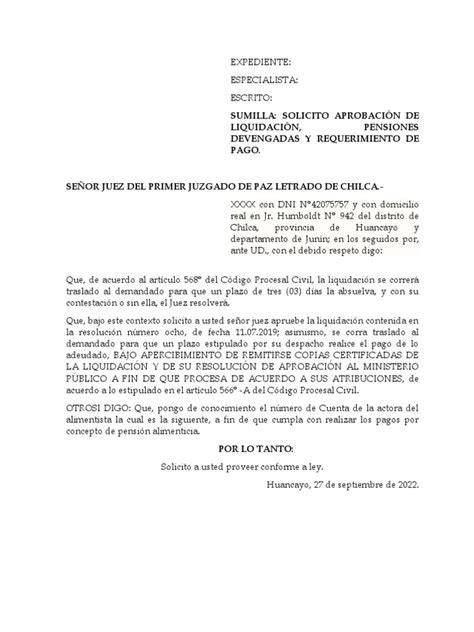 Aprobación De Liquidación Pensiones Devengadas Y Requerimiento De Pago