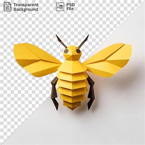 Premium Psd Origami Bee On A White Background