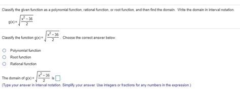 solved classify the given function as a polynomial function